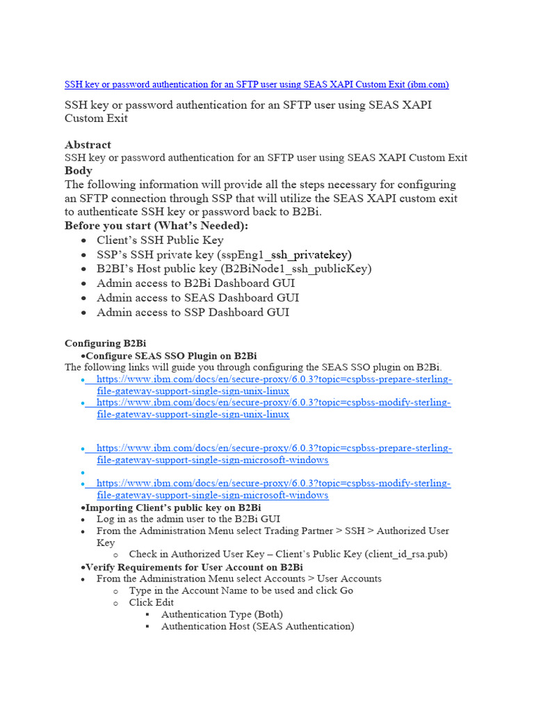 Ssh Key Or Password Authentication For An Sftp User Using Seas Xapi 1197