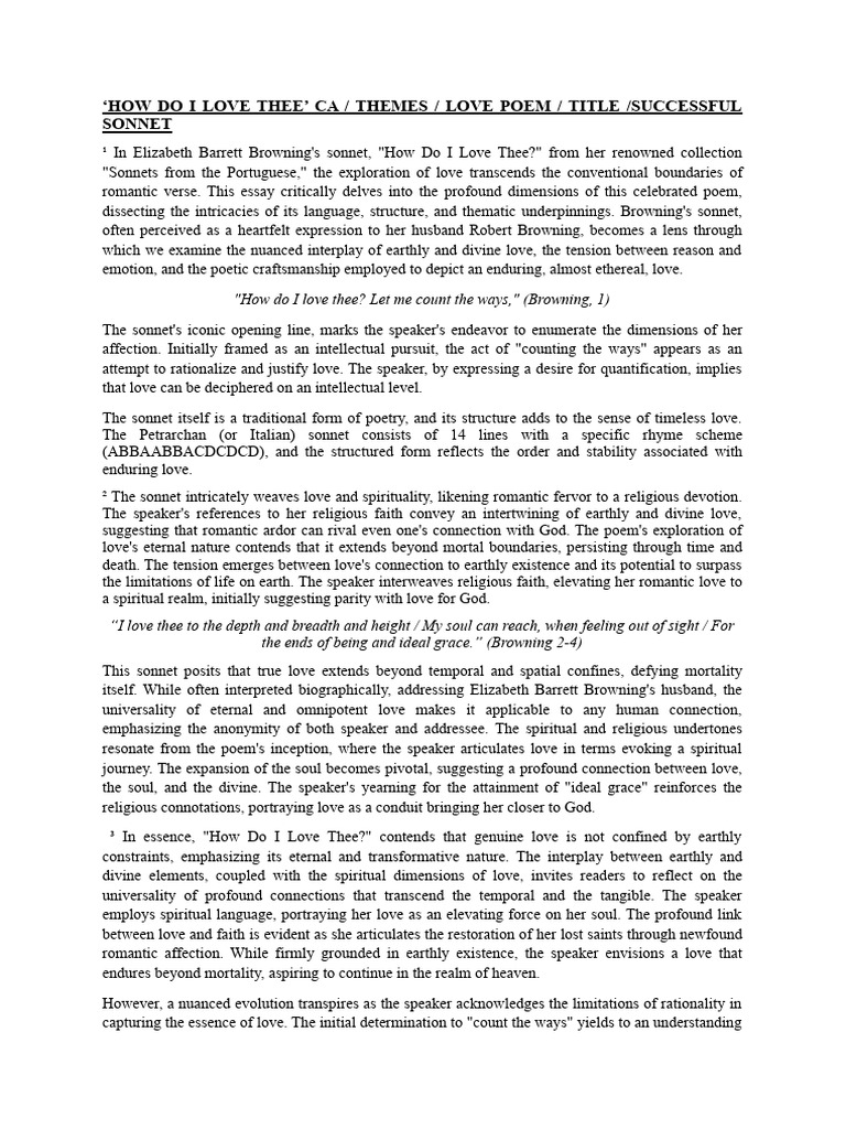 How Do I Love Thee | PDF | Love | Sonnets