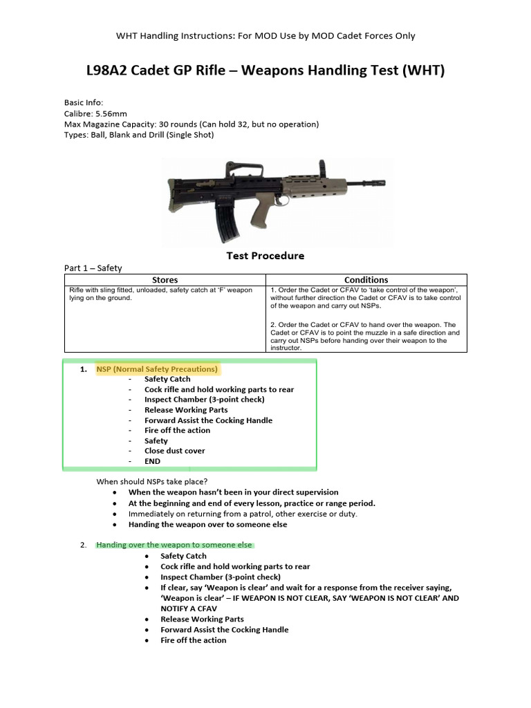 L98A2 Cadet GP Rifle WHT | PDF | Magazine (Firearms) | Trigger (Firearms)