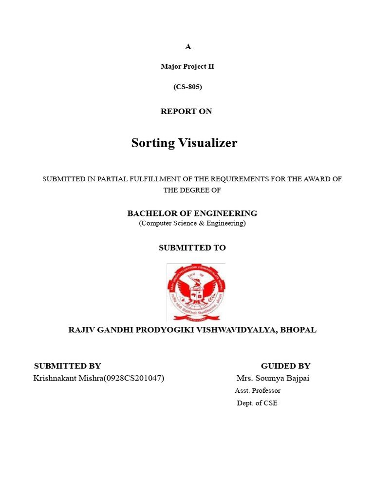 Sorting Visualizer Project Report | PDF | Html | Class (Computer Programming)