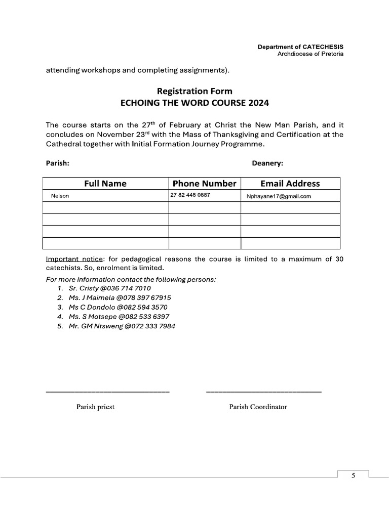 Echoing The Word Registration Good Shepherd 2024 | PDF