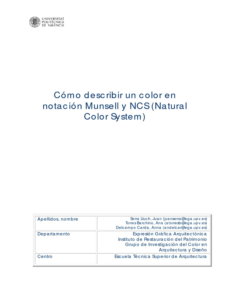 Descripción de colores: Munsell y NCS | PDF | Color | Matiz