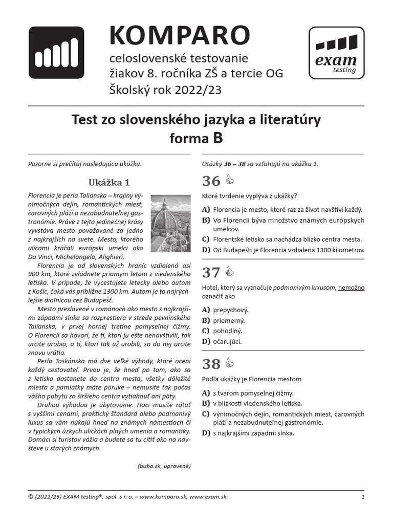 Exam Komparo 8 SJL B | PDF