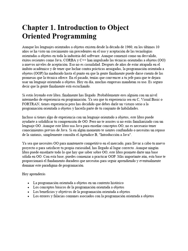 cap1 introduccion | PDF | Objeto (informática) | Programación orientada a objetos
