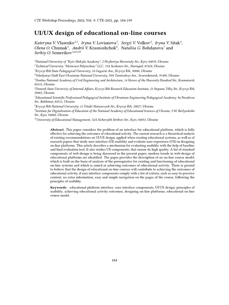 UI UX Design of Educational On Line Cour | Download Free PDF | Usability | User Experience