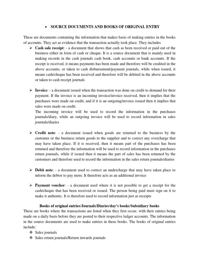 SOURCE-DOCUMENTS-AND-BOOKS-OF-ORIGINAL-ENTRY-1 | PDF | Debits And ...