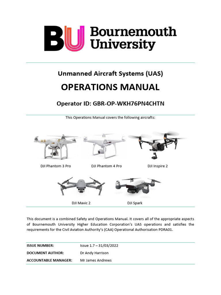 BU UAS Operations Manual v1.7 | PDF | Unmanned Aerial Vehicle | Aircraft