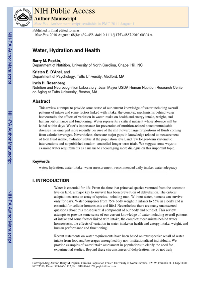 Hydration | PDF | Dehydration | Perspiration