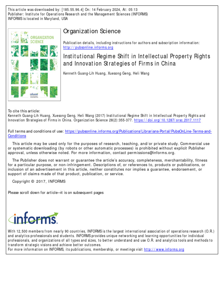 Huang Et Al 2017 Institutional Regime Shift in Intellectual Property ...