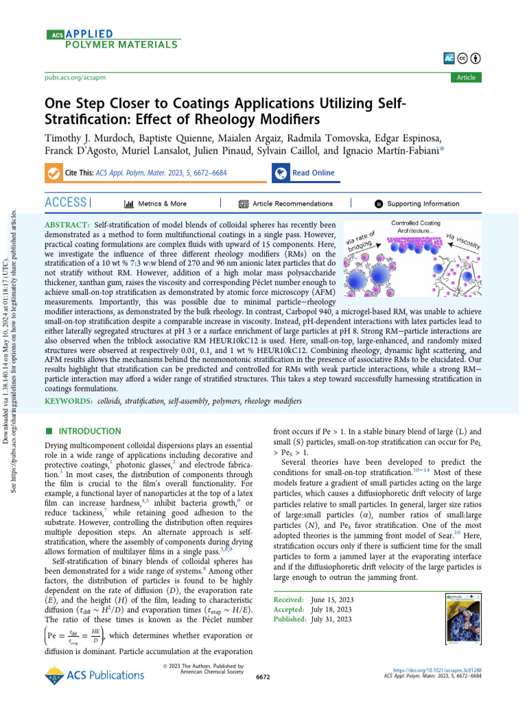 Rheology Modifiers in Coating Stratification | PDF | Rheology | Paint