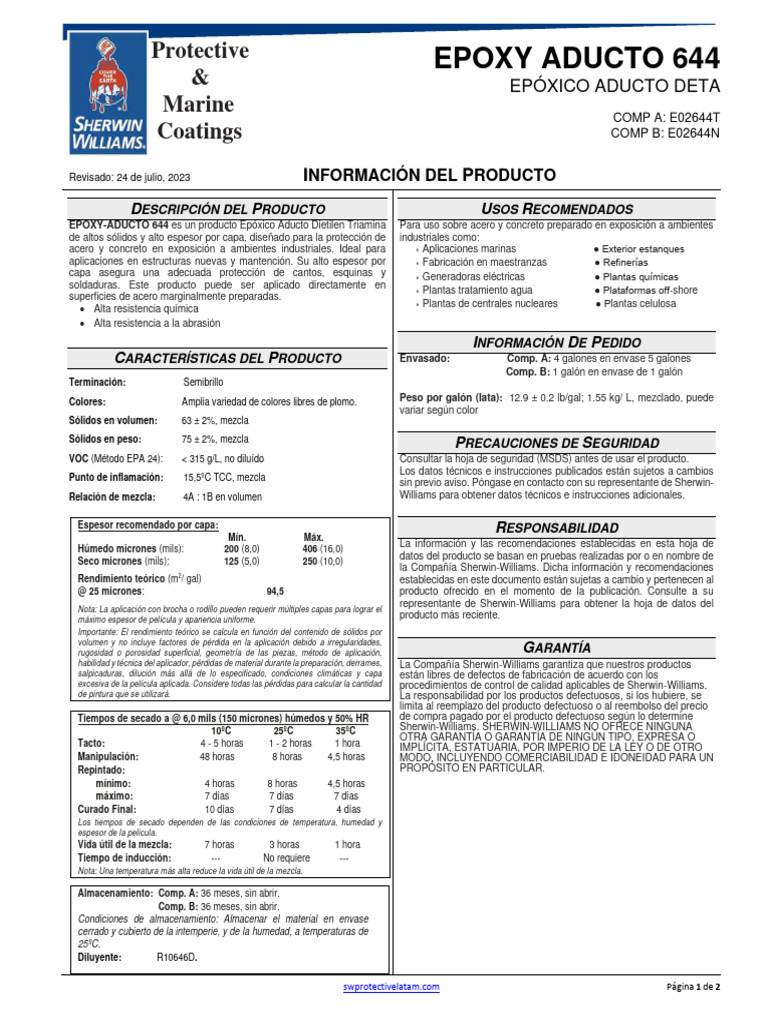 E02644 Epoxy Aducto 644 | PDF | Procesos industriales | Materiales de construcción