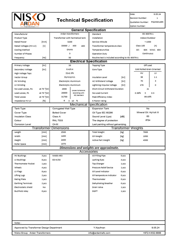 Technical Specification | PDF | Electricity | Electronics