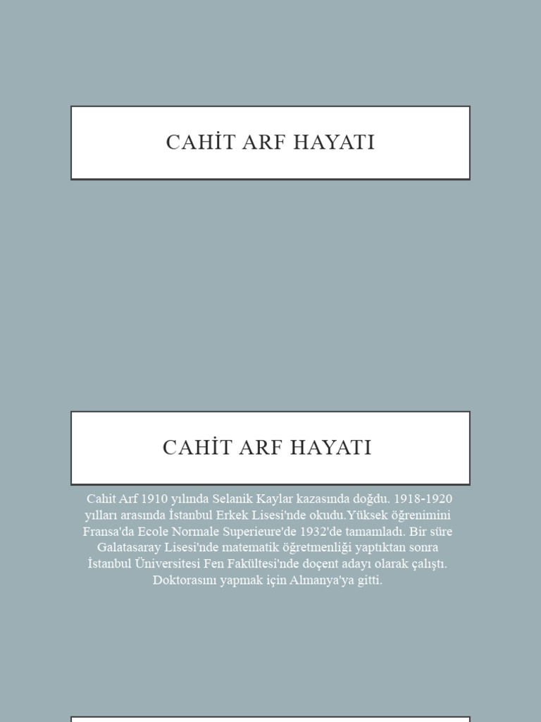 Cahi̇t Arf Hayati | PDF