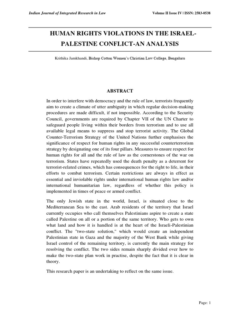 Human Rights Violations in The Israel Palestine Conflict An Analysis ...