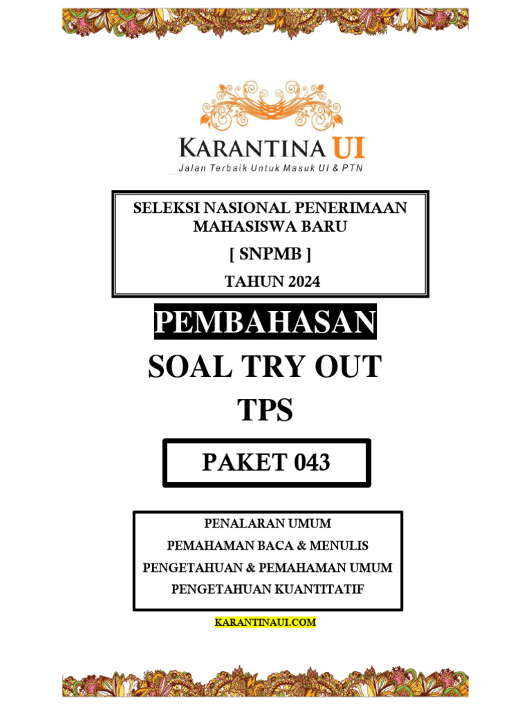 Pembahasan Try Out Tps Paket 43 | PDF