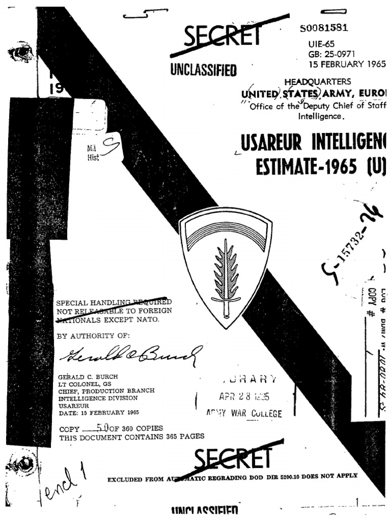 USAREUR Intelligence Estimate Part 1 | PDF