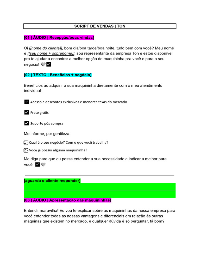 TON I Script de Vendas | PDF | Mercado (economia)