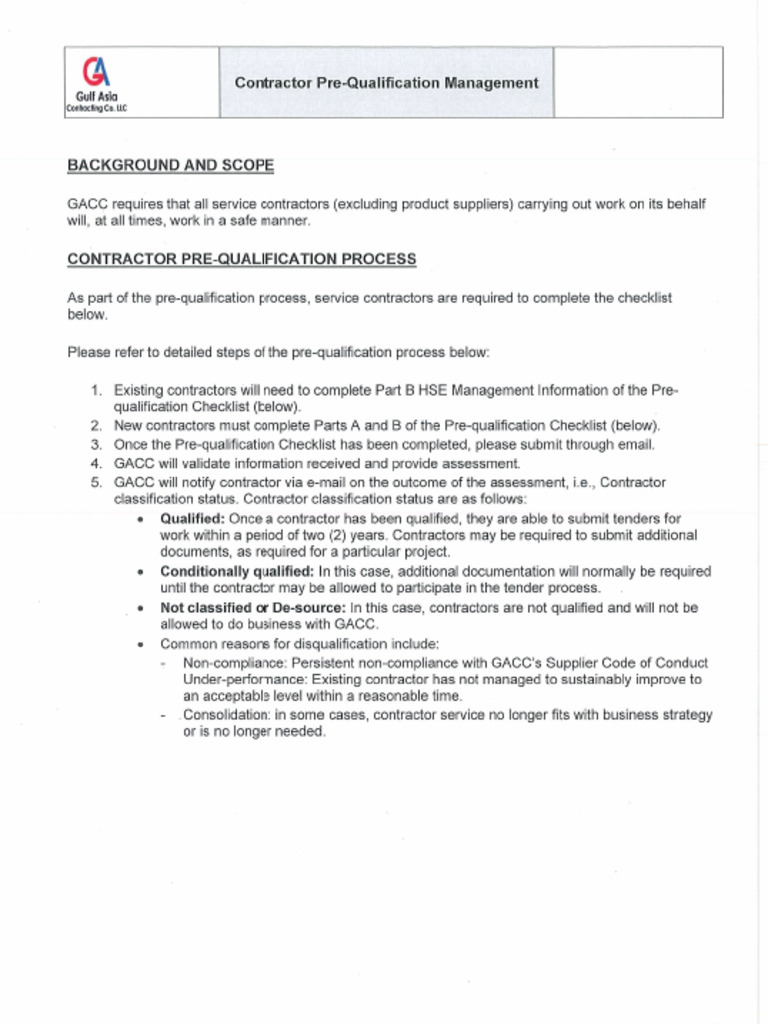 Evid. # 1.2 Pre-Qualification Questionnaires | PDF