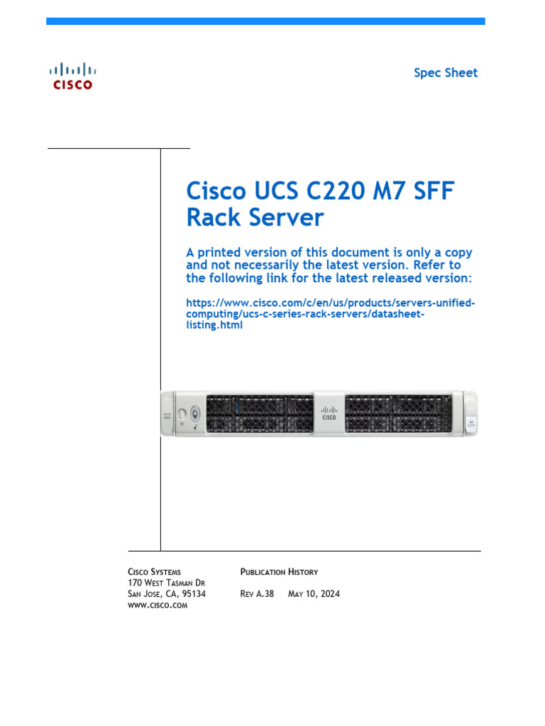 c220m7-sff-specsheet | PDF | Solid State Drive | Computer Engineering