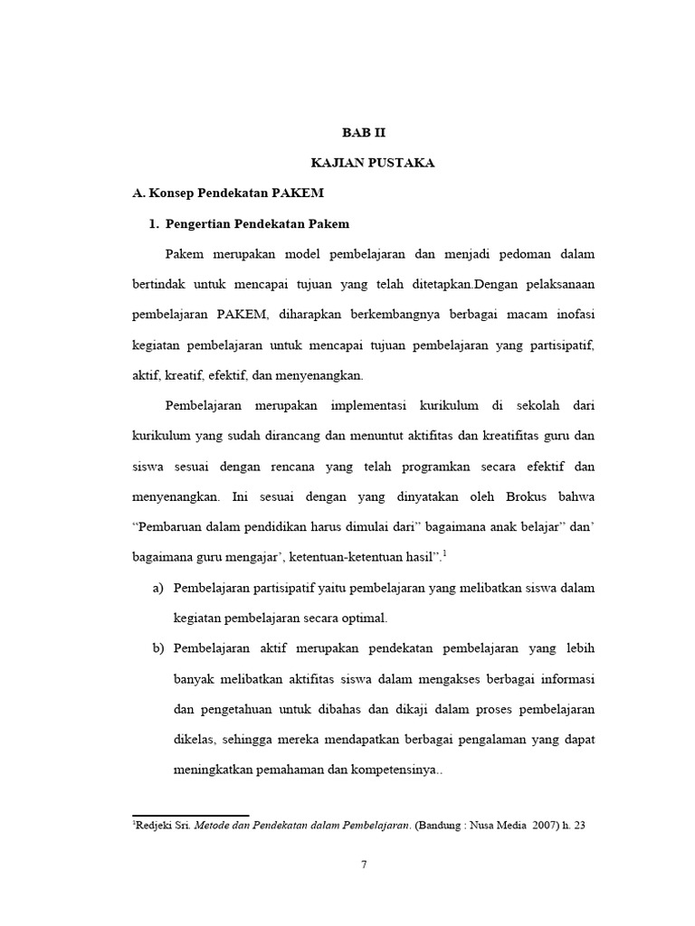 Ciri-Ciri Pendekatan Pembelajaran Pakem | PDF