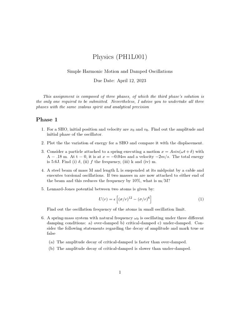 Assignment Sho Pdf Oscillation Damping