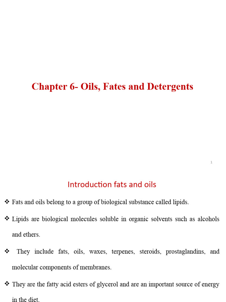 Oils, Fats and Detergents | PDF | Soap | Triglyceride