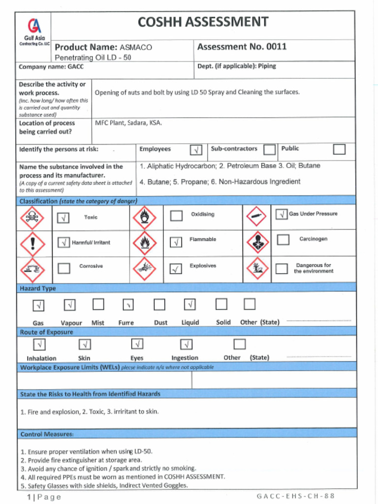Evid. # 2.4 Coshh Risk Assessment | PDF | Water | Personal Protective ... Evid. # 2.4 Coshh Risk Assessment | PDF | Water | Personal Protective ...