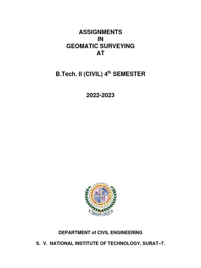 Assignments IN Geomatic Surveying AT: Department of Civil Engineering S ...
