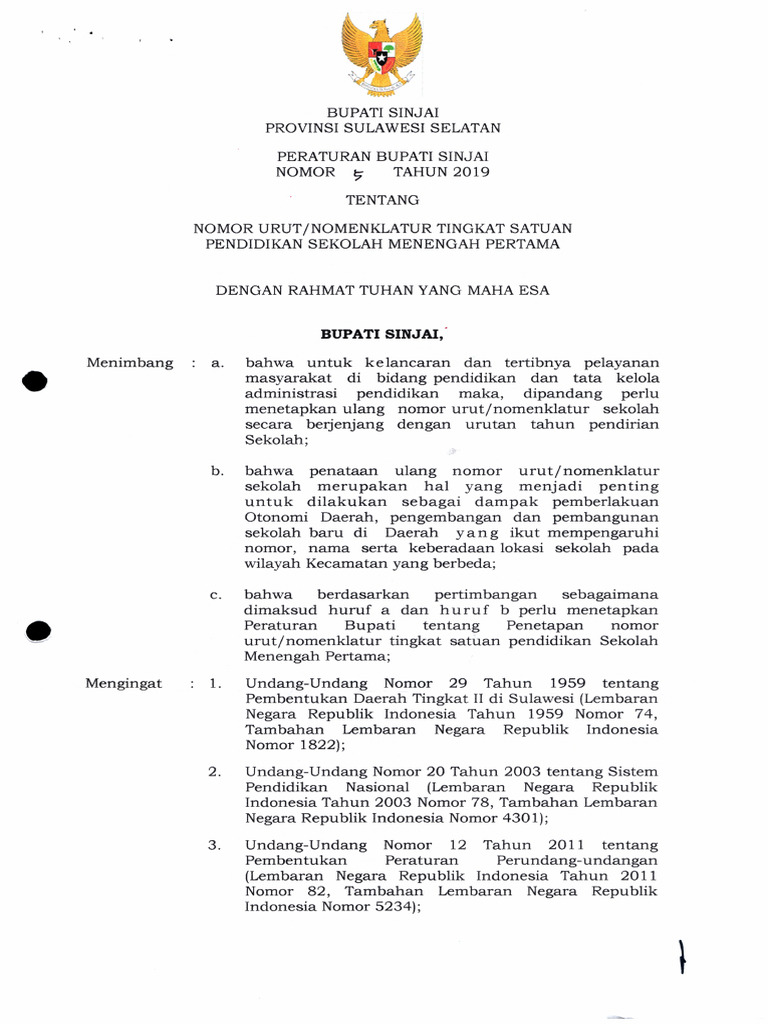 Perbup Nomor 5 Tahun 2019 | PDF