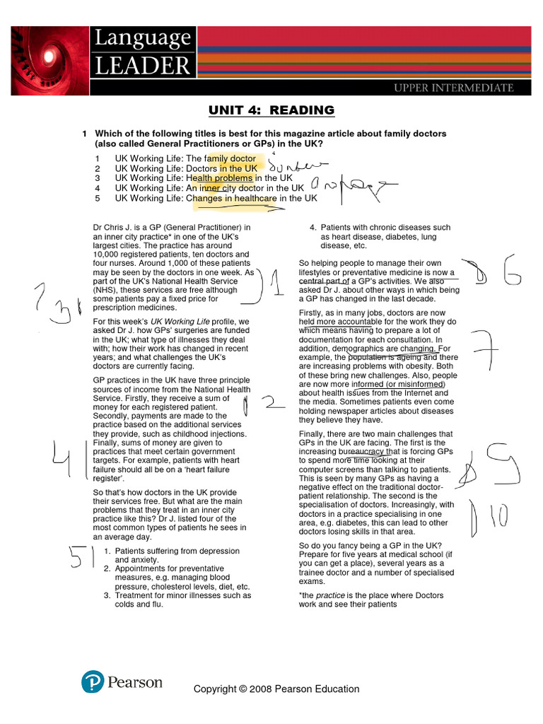 Unit 4 Reading | PDF | General Practitioner | Family Medicine