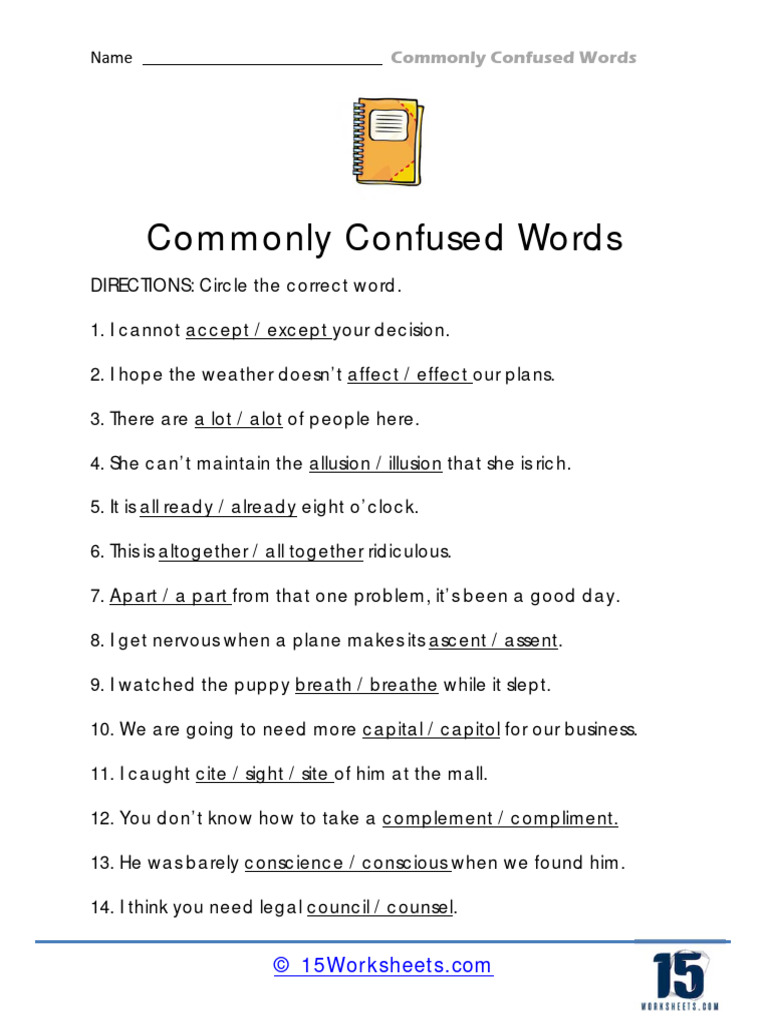 Words Often Confused | PDF | Language Arts & Discipline | Foreign Language Studies