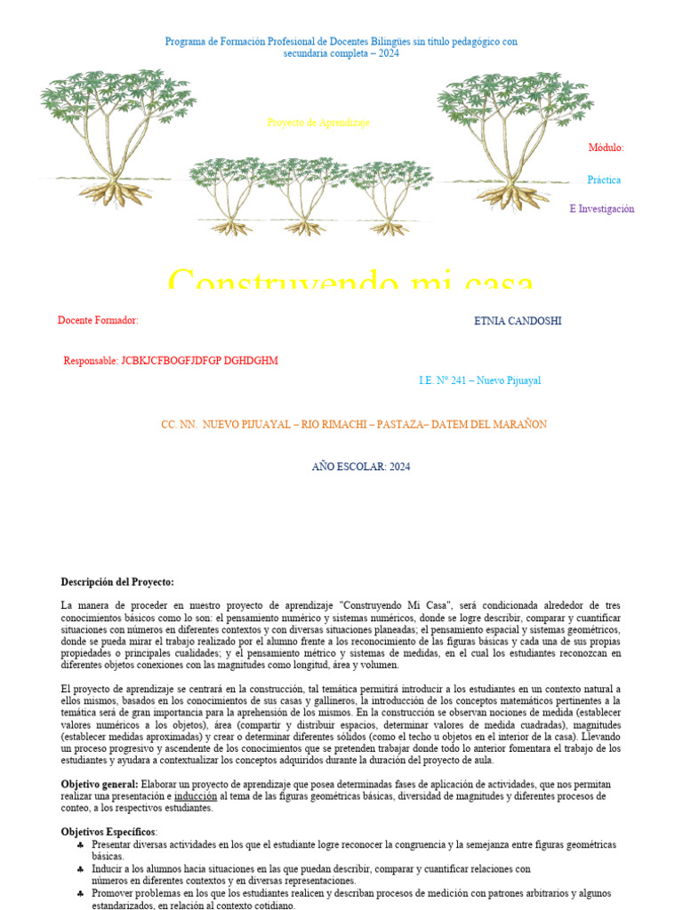 Proyecto de Aprendizaje: Construyendo Mi Casa | PDF | Aprendizaje ...
