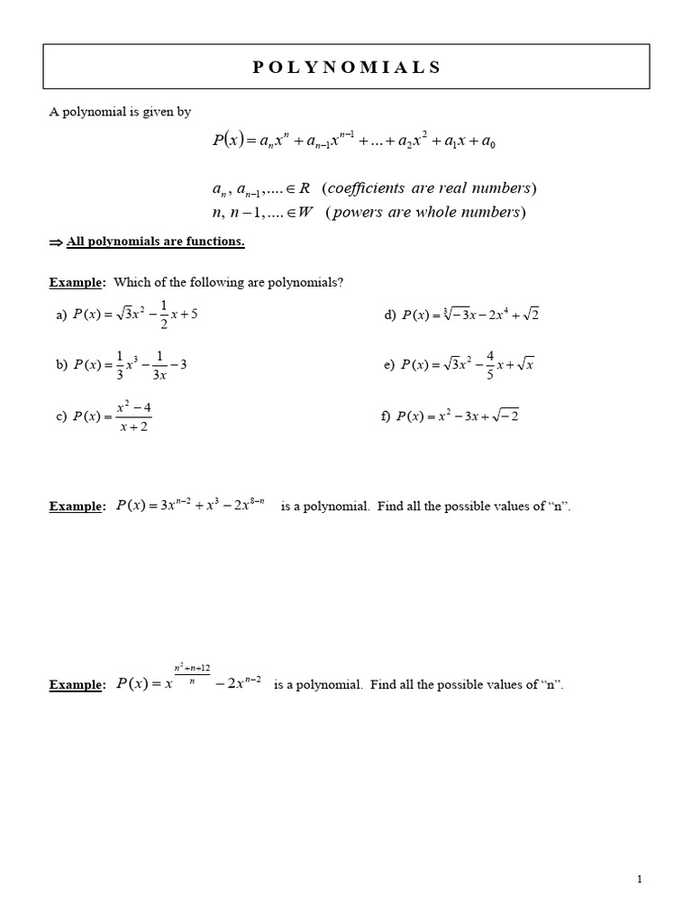 1 Polynomials Handout | PDF | Applied Mathematics | Complex Analysis