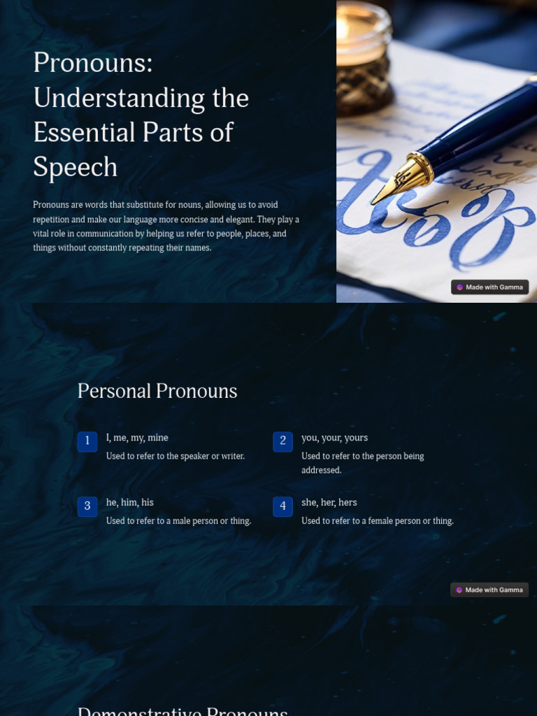 Pronouns Understanding The Essential Parts of Speech | PDF | Language ...