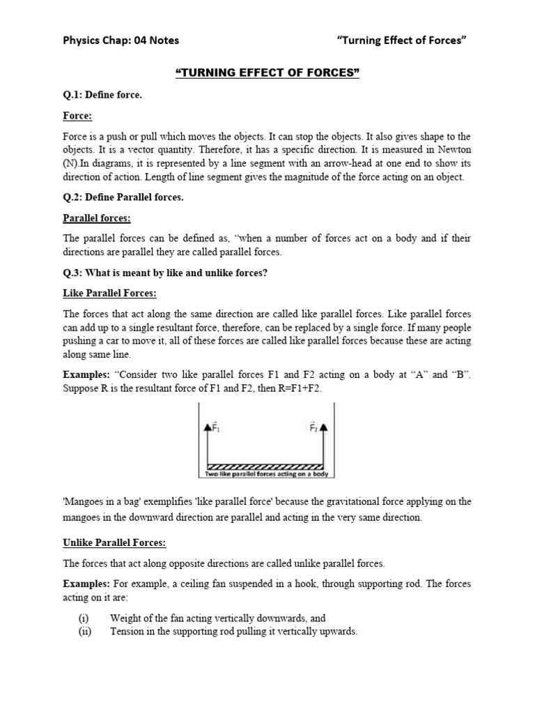 Chap 4 Turning Effect of Forces | PDF | Force | Euclidean Vector