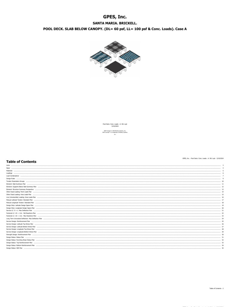 1- Pool Deck. Slab Below Canopy. Conc. Loads. Case A | PDF | Structural Load | Building Engineering