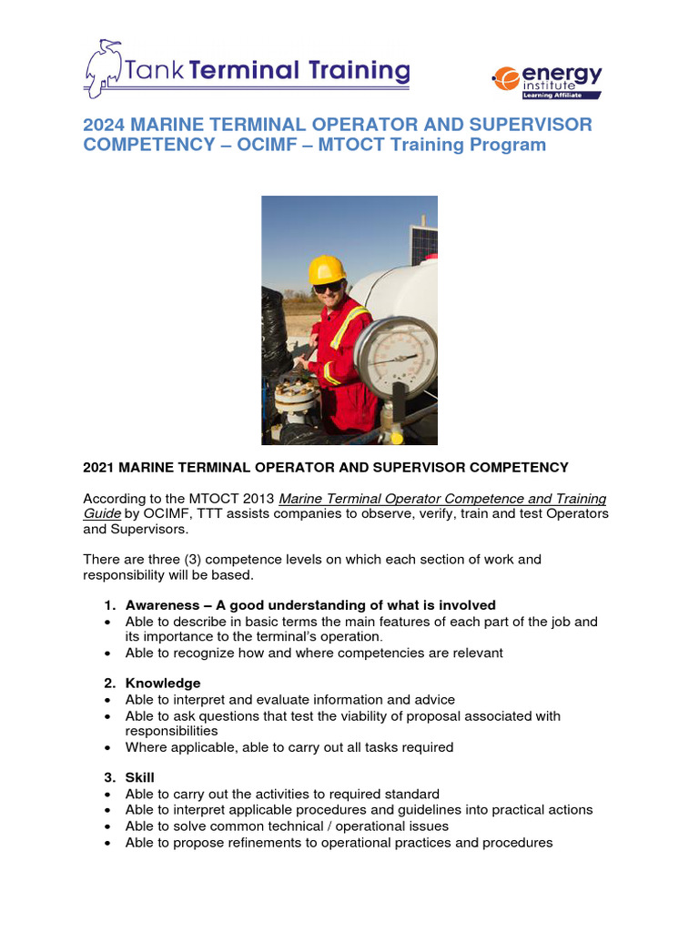 2024 MTOCT - Marine Terminal Operator Competency | Download Free PDF ...