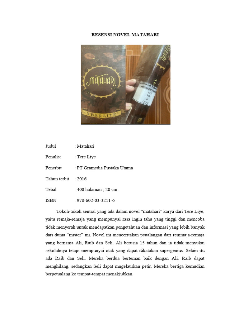 Resensi Novel Matahari | PDF | Puisi | Fiksi Umum