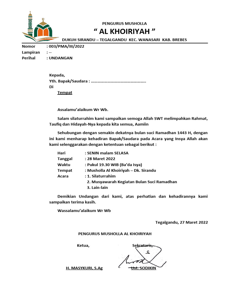 Undangan Rapat | PDF | Agama & Spiritualitas