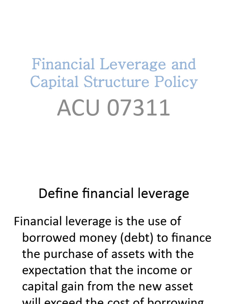 Financial Leverage and Capital Structure Policy1 | PDF | Capital ...
