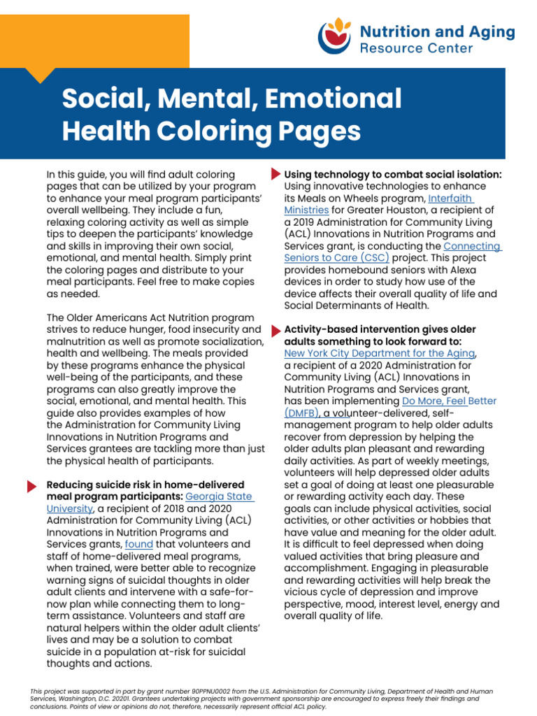 Social Mental Emotional Health Coloring Pages | PDF | Sleep | Well Being