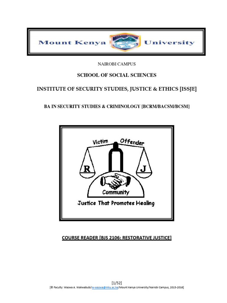 BJS 2106 Restorative Justice NOTES | PDF | Restorative Justice | Crimes