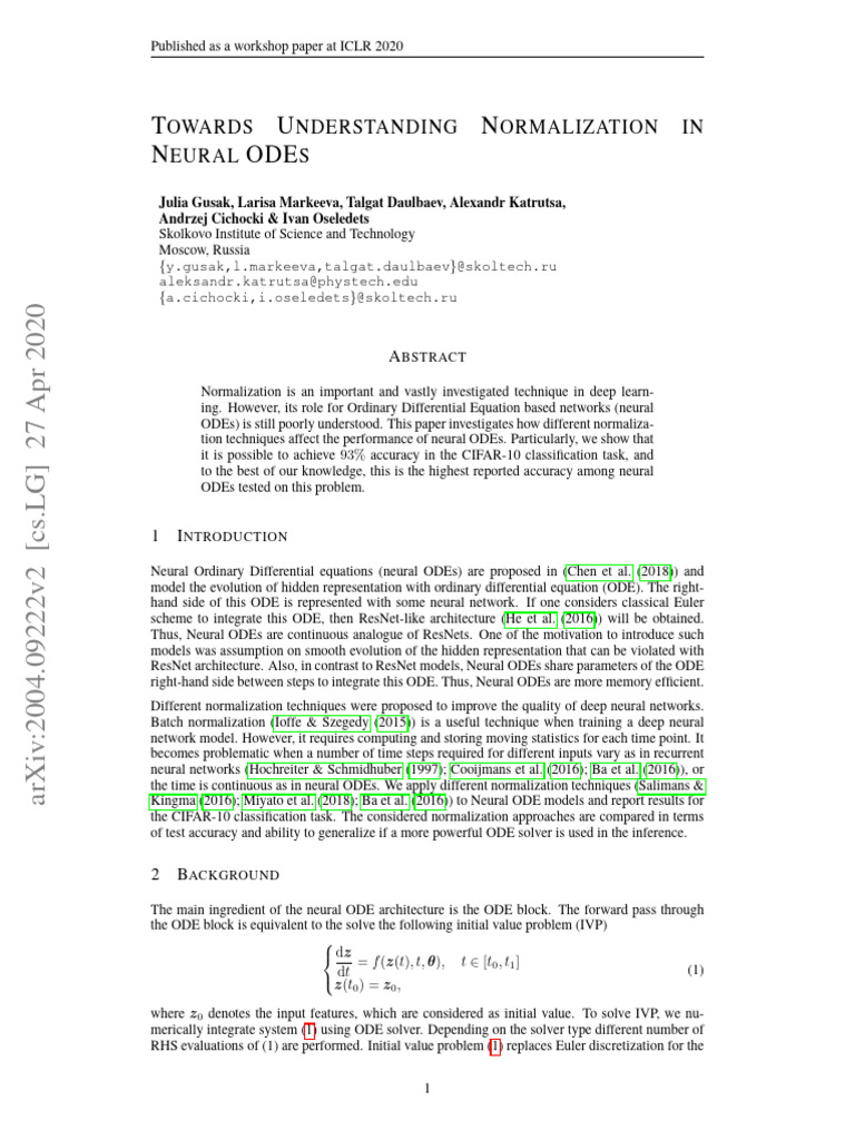011_towards_understanding_normalization_in_neural_odes | Download Free PDF | Ordinary ...