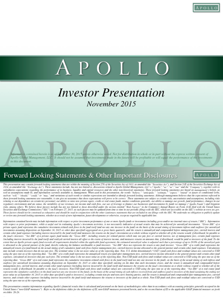 Apollo Investor Presentation November 2015 | Download Free PDF ...