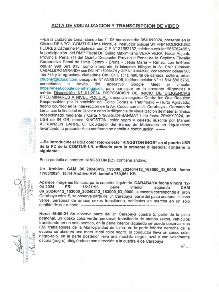 Acta de Visualización y Transcripción de Video Del Banco de Materiales ...