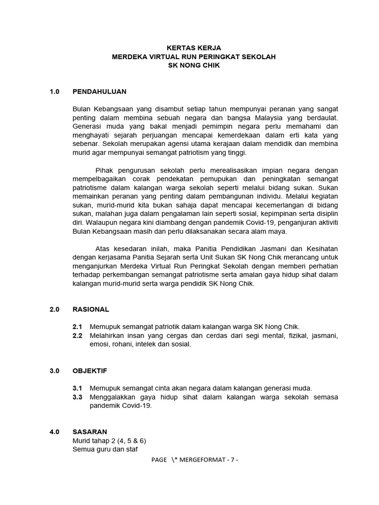 Merdeka Virtual Run SK Nong Chik 2021 | PDF