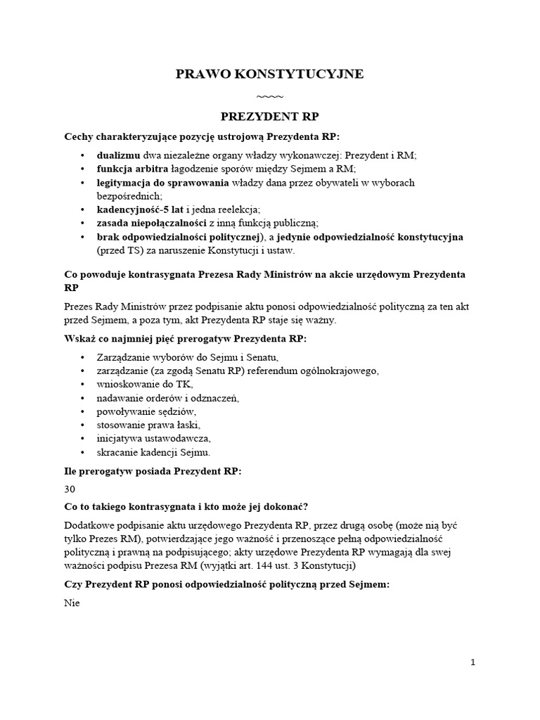 Prawo Konstytucyjne | PDF