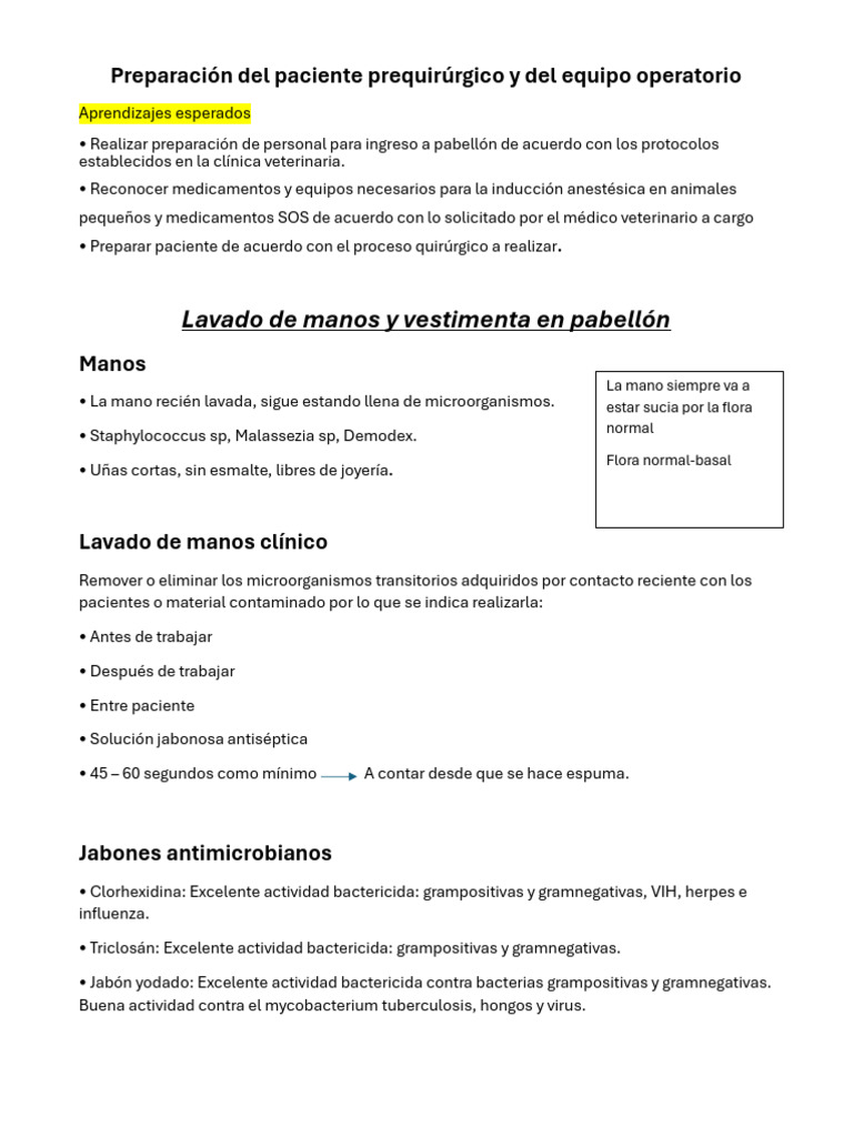 Preparación Del Paciente Prequirúrgico y Del Equipo Operatorio ...