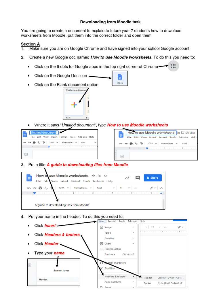 Downloading Worksheets from Moodle Guide | PDF