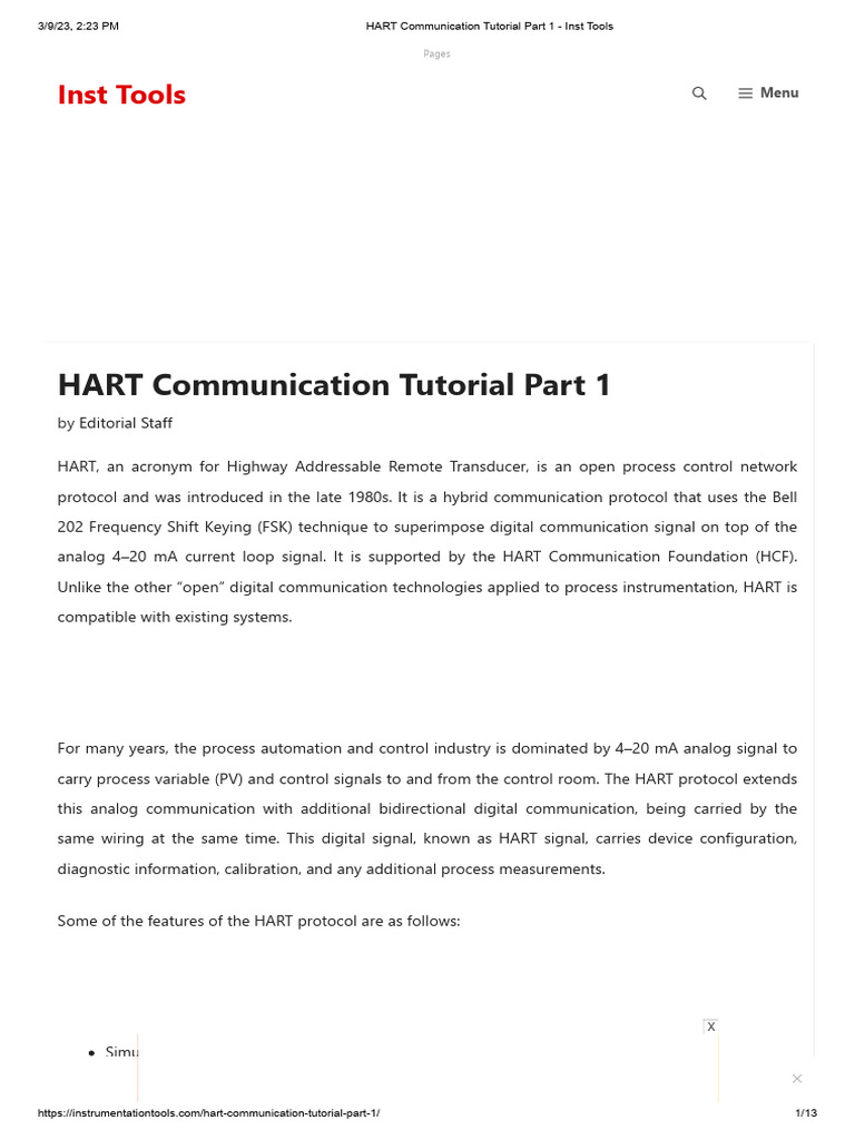 01.HART Communication Tutorial Part 1 - Inst Tools | PDF ...